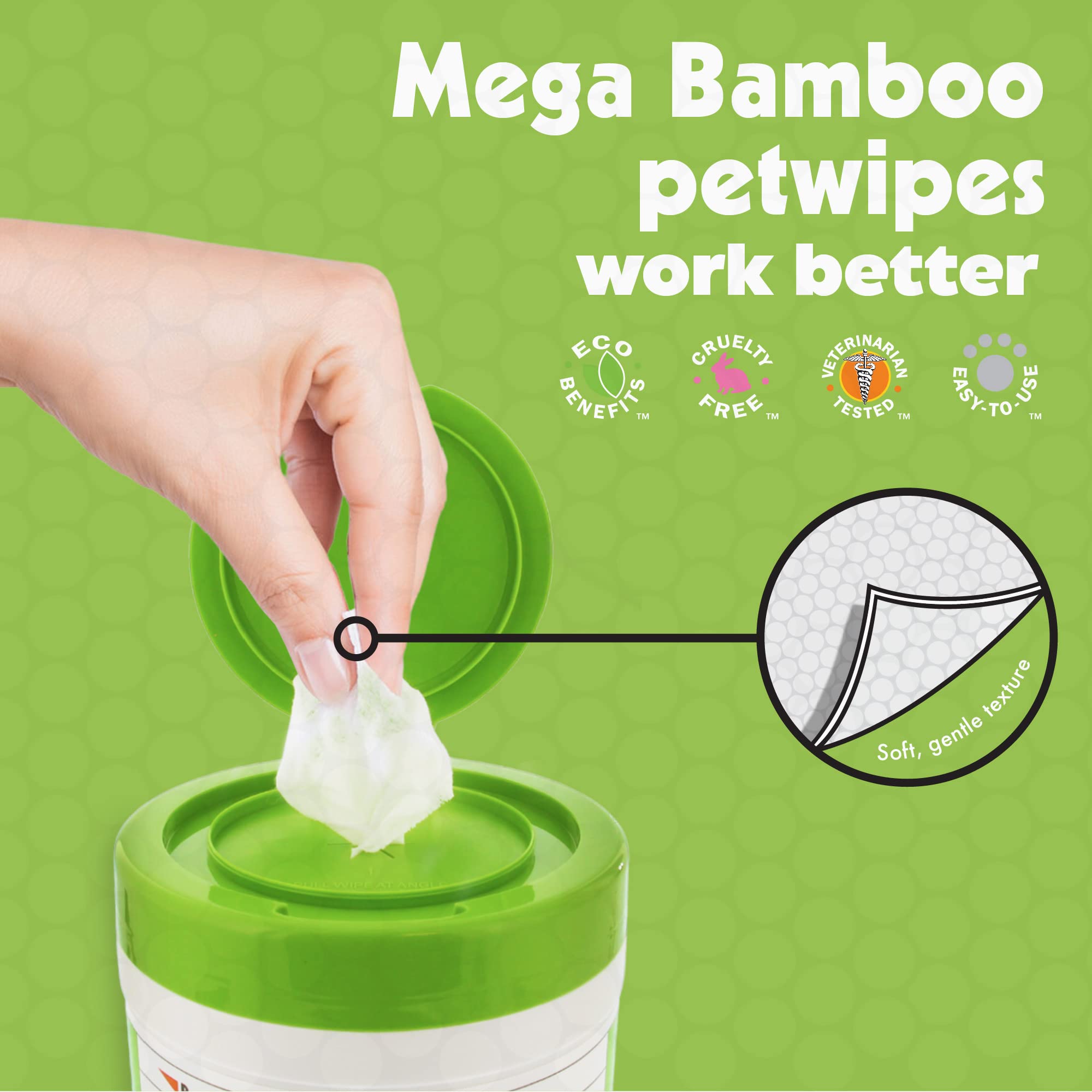 Petkin Mega PetWipes, 200 Wipes - Bamboo Pet Wipes for Dogs and Cats - for Face, Paws, Ears, Body and Eye Area - Super Convenient Dog Cleaning Wipes, Ideal for Home or Travel - Easy to Use