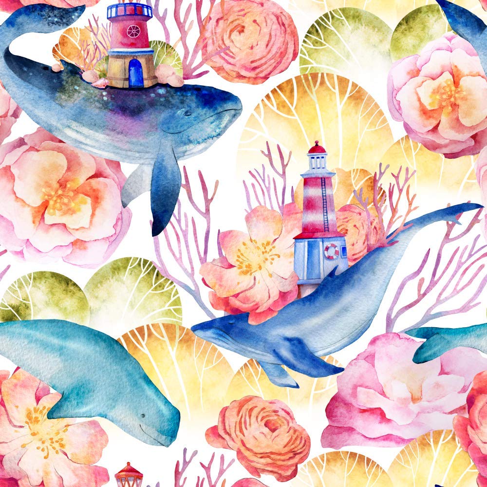 Find Sun Watercolor Whales Beluga Lighthouse Duvet Cover Set Twin Bedding set Covers 1 Duvet Cover and 1 Pillow Shams without Comforter