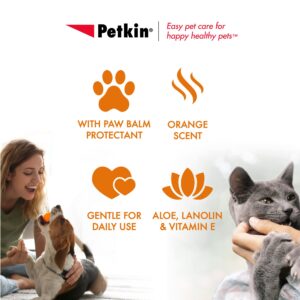 Petkin Big N' Thick Paw Wipes for Dogs, 100 Large Wipes - Clean Dirty Paws After Muddy Walks, with Paw Balm Protectant - Keep Floors and Furniture Clean - Ideal for Home or Travel - Orange Scent