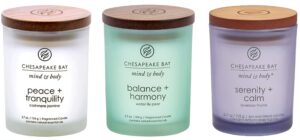 chesapeake bay candle peace + tranquility, balance + harmony, serenity + calm scented candle gift set, small jar (3-pack), assorted