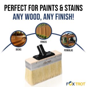 Foxtrot Deck Stain Brush for Wood, 7-Inch Professional Grade Deck Stain Applicator for Fast & Even Paint, Stain, and Sealer, Large Paint Brush, Deck Brush, Wide Paint Brush for Staining Wood