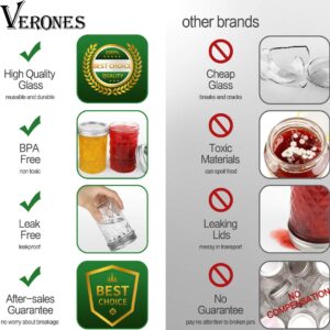 VERONES Mason Jars 8OZ, 8 OZ Canning Jars Jelly Jars With Regular Lids and Bands, Ideal for Jam, Honey, Wedding Favors, Shower Favors, 24 PACK