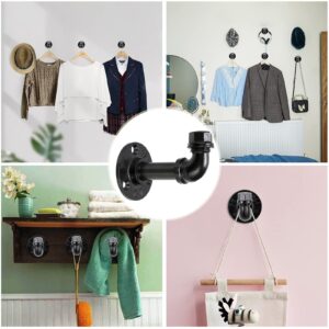 Sumnacon 3 Pcs Industrial Pipe Coat Hook Racks - Heavy Duty Rustic Clothes Towel Holder Hanger, Wall Mounted with Hardware for Home, Office, Electroplated Black Finish