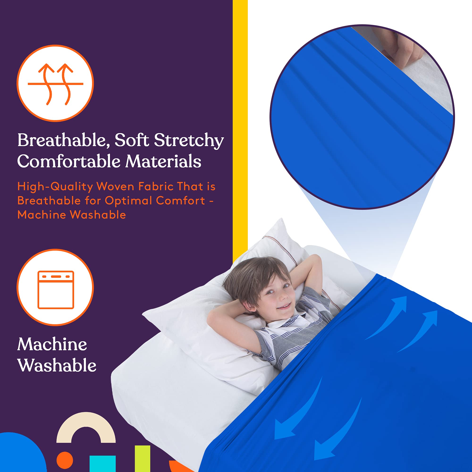 Special Supplies Sensory Bed Sheet for Kids Compression Alternative to Weighted Blankets - Breathable, Stretchy - Cool, Comfortable Sleeping Bedding (Blue, Queen)