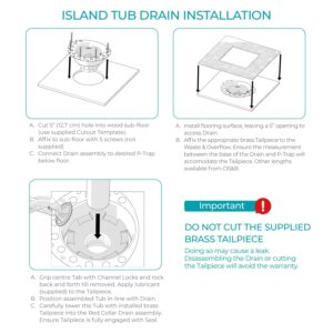 OS&B ID357 Cast Iron Island Tub Drain Rough-in for Freestanding Bathtub, Simplifies Installation, Water, Air, and Smoke Testable Tub Drain, Designed for 8"/10" Joist Space, Plumbing Supplies