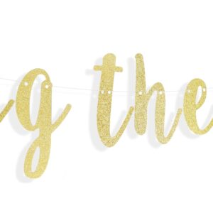 LINGTEER Tying the Knot Gold Glitter Bunting Banner Perfect for Wedding Bridal Shower Party Decorations.