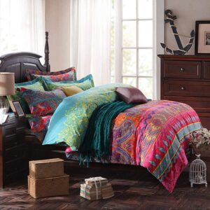 Boho Duvet Cover King, Microfiber 3 Pieces King Boho Bedding Set, 1 Duvet Cover +2 Pillowcases, Colorful Boho Bohemia Printed Design Duvet Cover, with Zipper Closure, Durable Easy Care (NO Comforter)