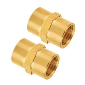 pipe fitting, sungator brass air fitting, coupling, 1/4" x 1/4" female pipe, air hose fittings, air tool fittings (2-pack)