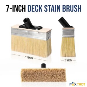 Foxtrot Deck Stain Brush for Wood, 7-Inch Professional Grade Deck Stain Applicator for Fast & Even Paint, Stain, and Sealer, Large Paint Brush, Deck Brush, Wide Paint Brush for Staining Wood