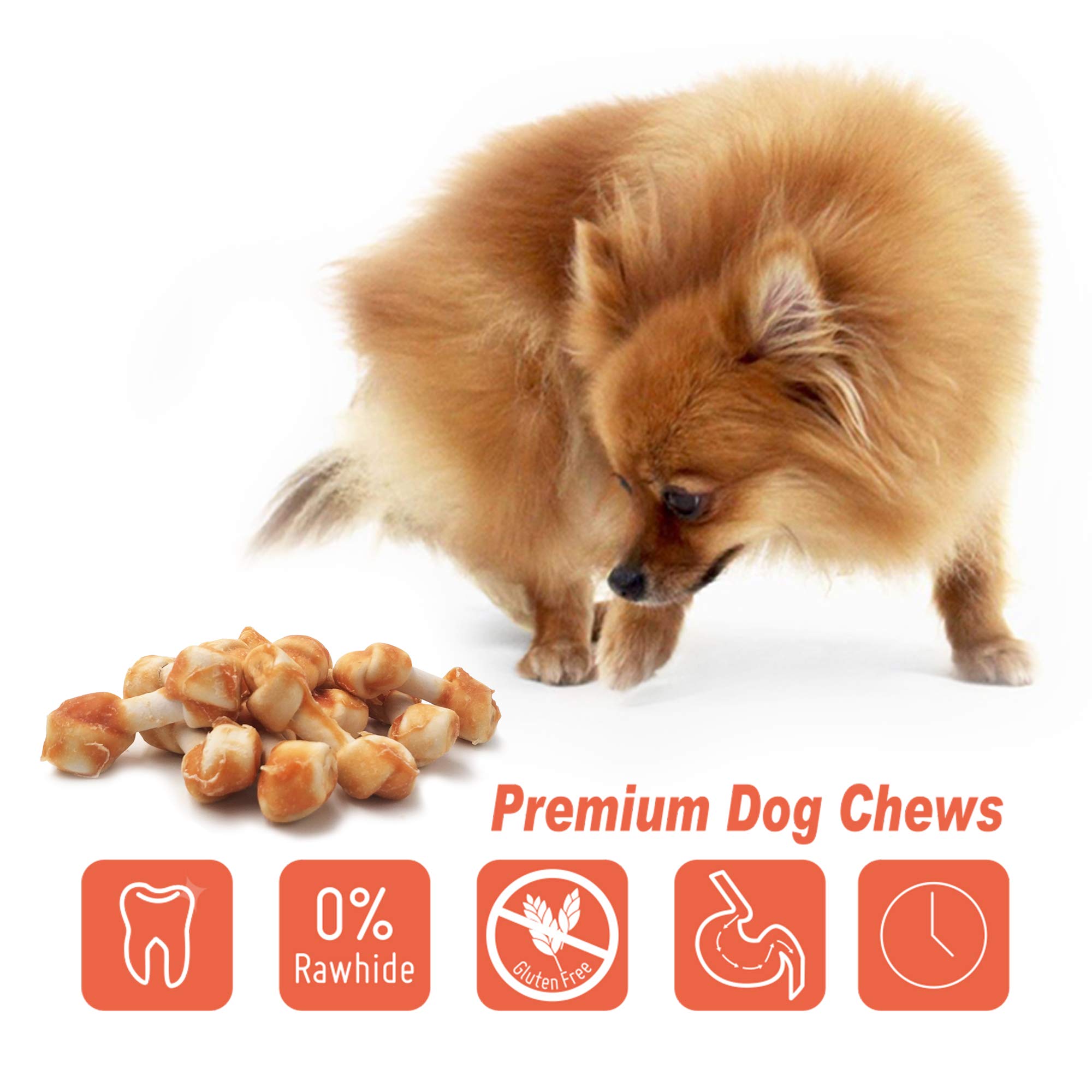 LuvChew Chicken Dog Chew Bones Medium, Rawhide Free, Grain Free, Made with Real Chicken & Wholesome Vegetables, Knotted Bones Medium 5pcs/Pack