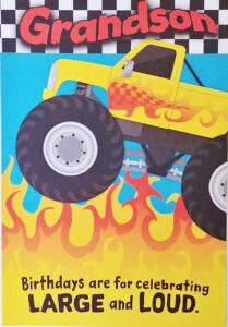 greeting card grandson - celebrating large and loud - happy birthday with monster truck