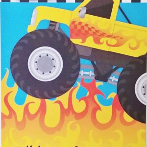 Greeting Card Grandson - Celebrating Large and Loud - Happy Birthday with Monster Truck