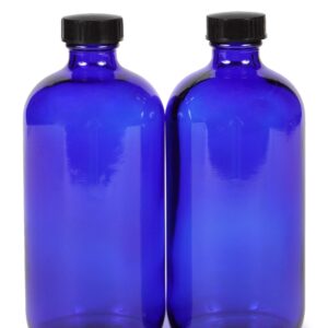 Vivaplex, 2, Large, 16 oz, Empty, Cobalt Blue Glass Spray Bottles with Black Trigger Sprayers and Lids