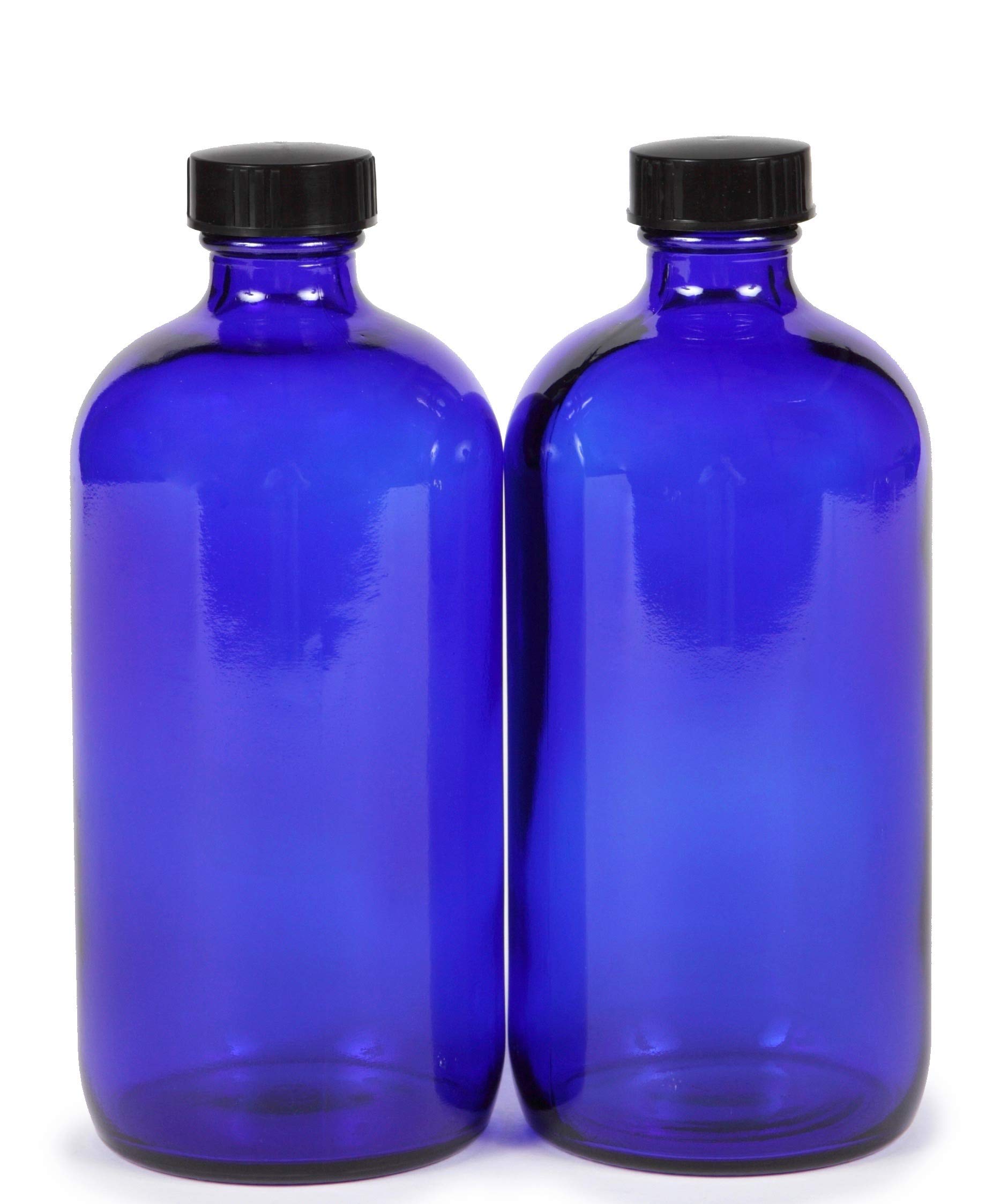 Vivaplex, 2, Large, 16 oz, Empty, Cobalt Blue Glass Spray Bottles with Black Trigger Sprayers and Lids