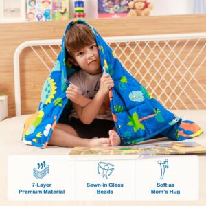 Sivio Weighted Blanket - Weighted Blanket 5 lbs Blue Dinosaur, Cotton Heavy Blanket - Small Size Bresthable Blanket(36 * 48 inches, 5 lbs)