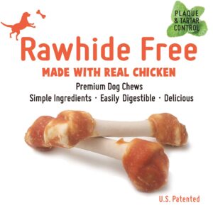 LuvChew Chicken Dog Chew Bones Medium, Rawhide Free, Grain Free, Made with Real Chicken & Wholesome Vegetables, Knotted Bones Medium 5pcs/Pack