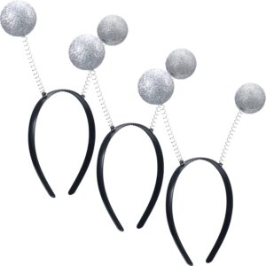 honoson 3 pieces alien headband with silver martian antenna and alien ears for halloween party costume accessory