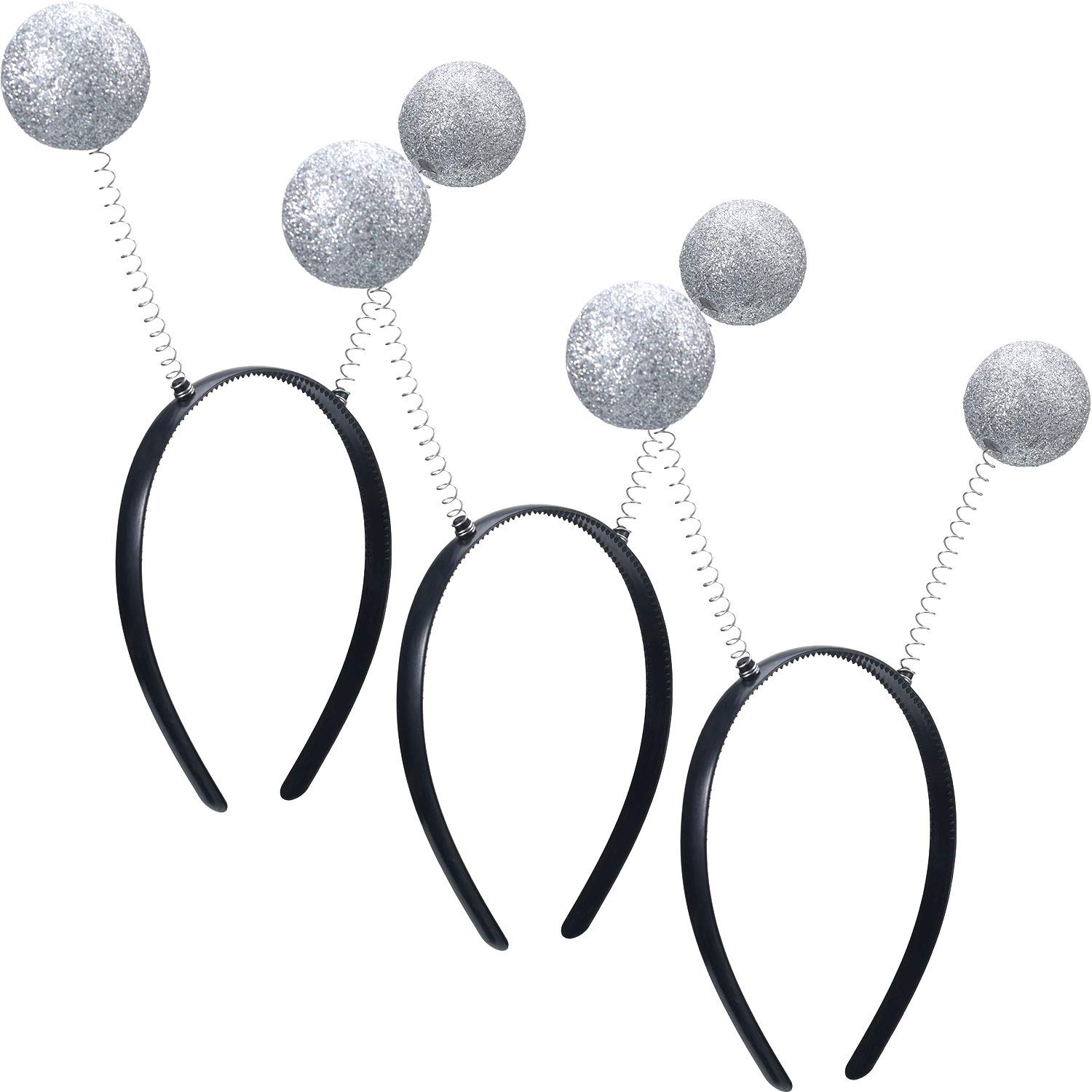 Honoson 3 Pieces Alien Headband with Silver Martian Antenna and Alien Ears for Halloween Party Costume Accessory