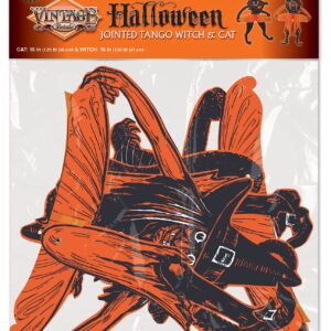 Beistle Vintage Halloween Tango Witch & Cat, 15" - 16", Black/Orange/White