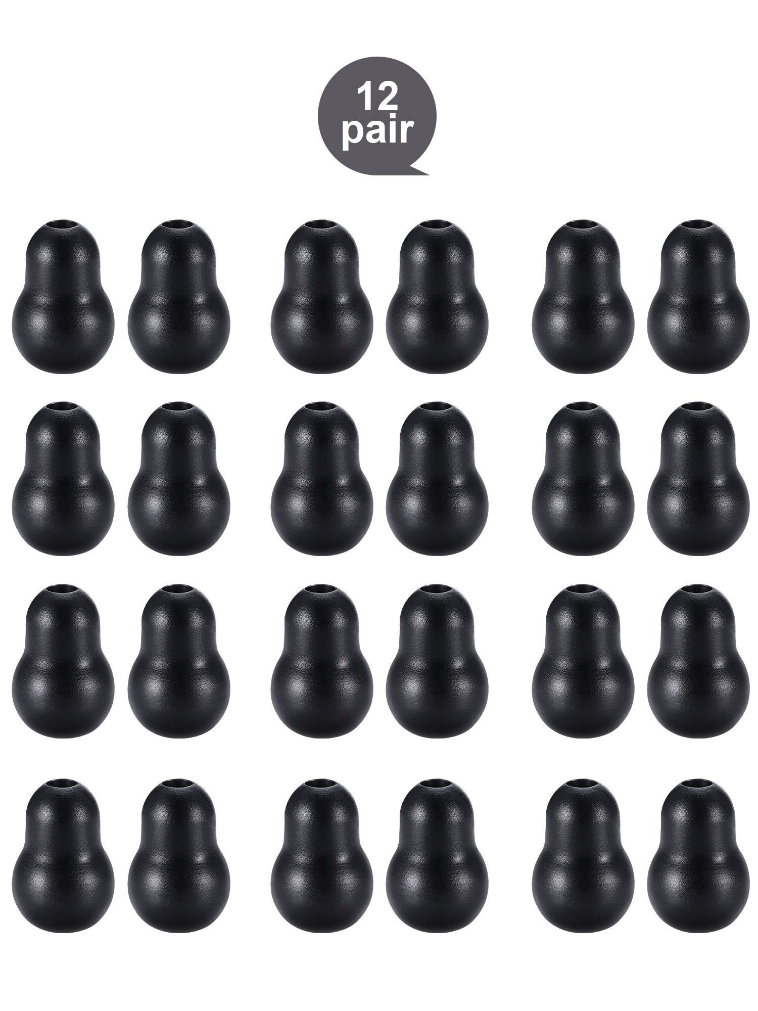 Replacement Stethoscope Ear Tips Earpieces Universal Soft Silicone Ear Plugs Earbuds Snap Tight Soft Sealing Ear Tips (Black, 24 Pieces)