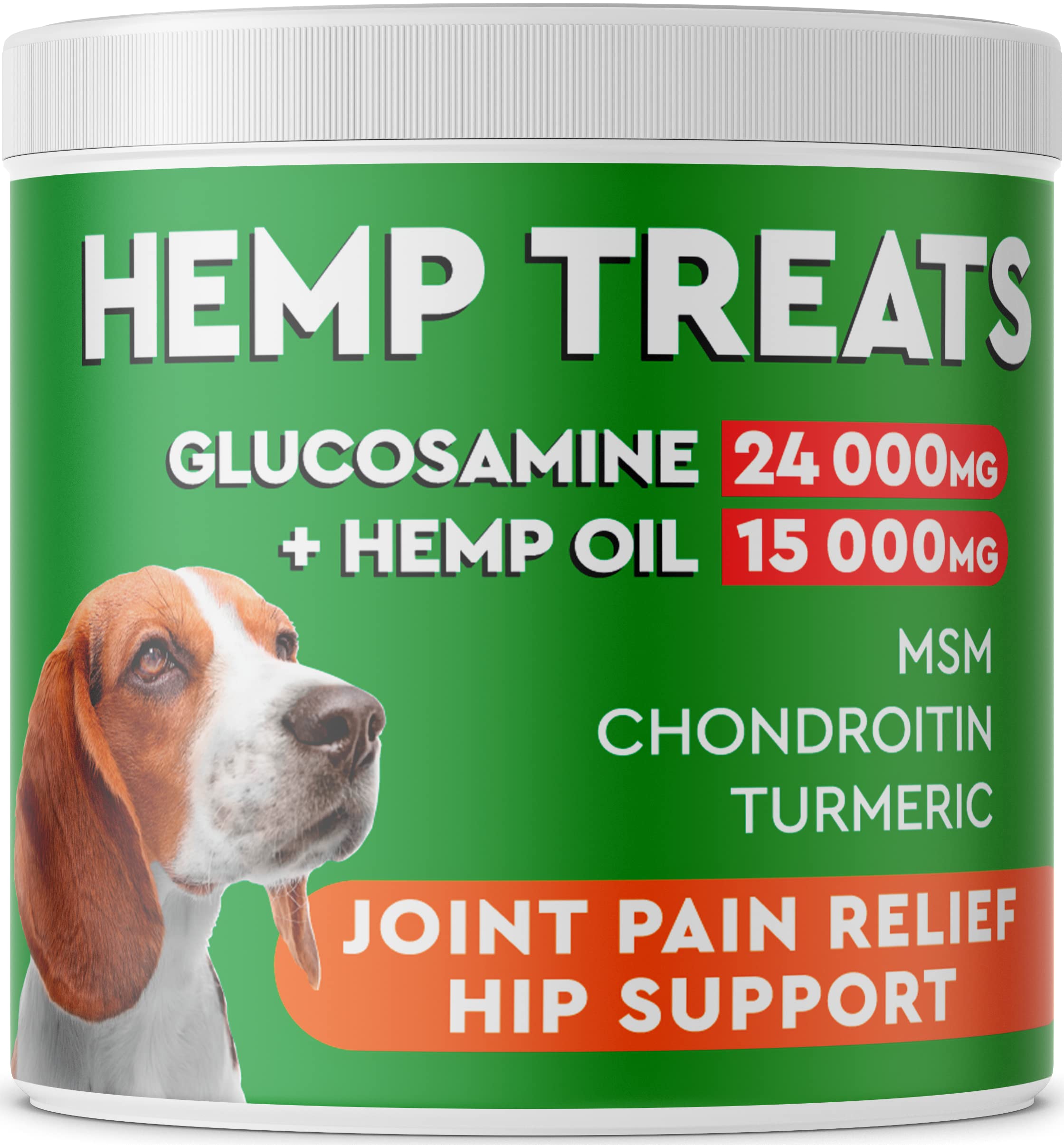 PAWFECTCHEW Hemp + Glucosamine Treats for Dogs - Made in USA Hip & Joint Supplement w/Hemp Oil Chondroitin MSM Turmeric - Natural Pain Relief - All Breeds Sizes - 120 Soft Chews