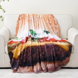 BATTILO HOME 71 Inch Hamburger Blanket Adult Size, for Women, Teens, Funny Food Blankets That Look Like Food, Cute Fleece Blanket for Everyone