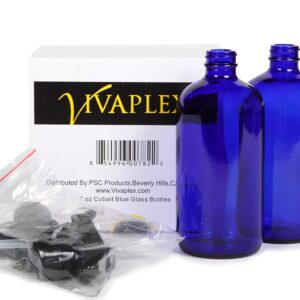 Vivaplex, 2, Large, 16 oz, Empty, Cobalt Blue Glass Spray Bottles with Black Trigger Sprayers and Lids