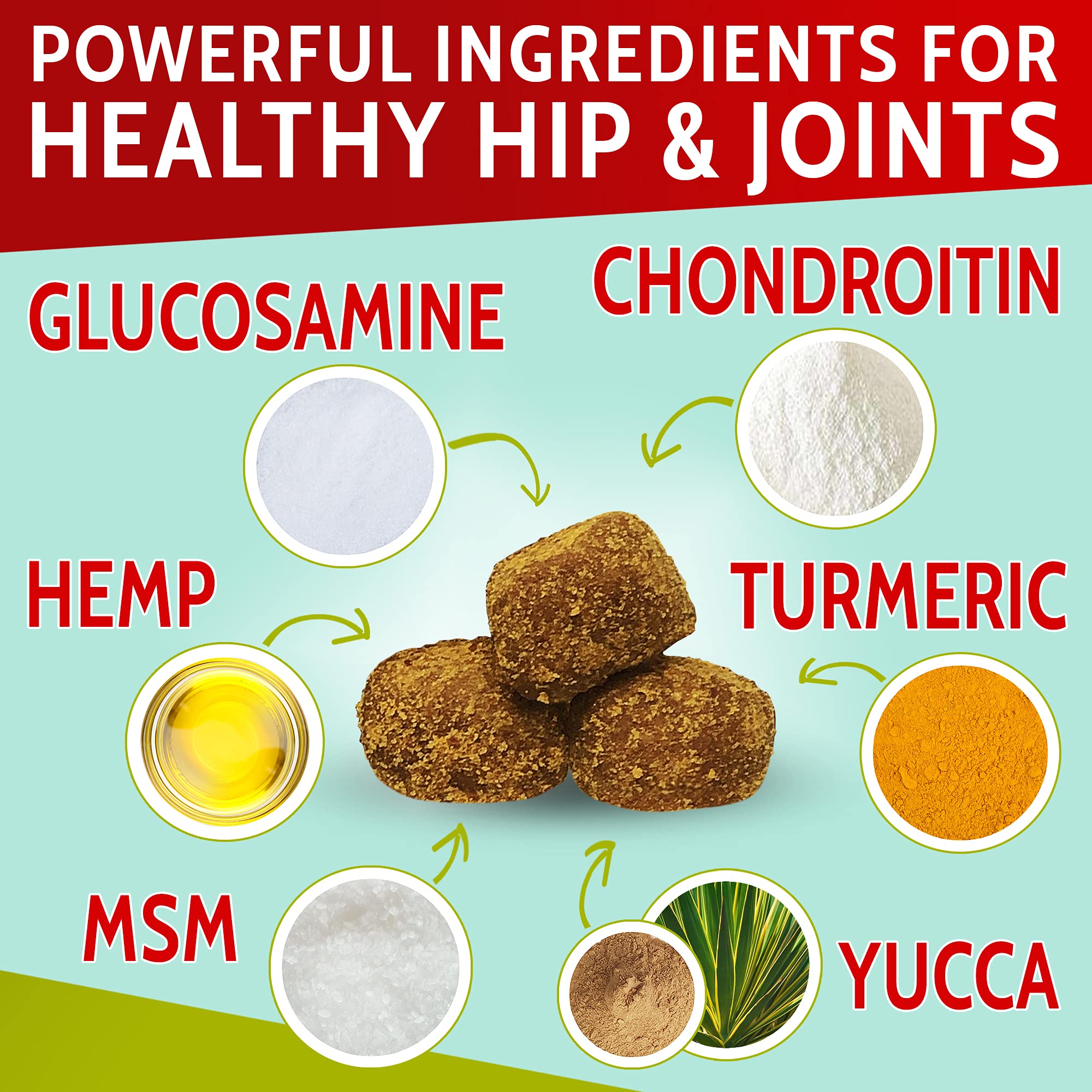 PAWFECTCHEW Hemp + Glucosamine Treats for Dogs - Made in USA Hip & Joint Supplement w/Hemp Oil Chondroitin MSM Turmeric - Natural Pain Relief - All Breeds Sizes - 120 Soft Chews