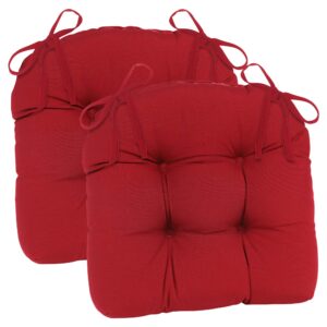 klear vu wicker solarium indoor and outdoor chair cushions for patio furniture, kitchen and dining room, water-resistant seat pads, 19x18 inches, 2 count (pack of 1), red