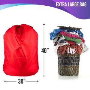 Nylon Laundry Bag size: 30" x 40", Pack of 12 bags, for Heavy Duty Use, Commercial, Laundromats and Household Storage, machine washable, Made in the USA (Red)