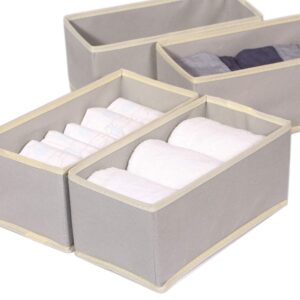 DIOMMELL Foldable Cloth Storage Box Closet Dresser Drawer Organizer Fabric Baskets Bins Containers Divider for Clothes Underwear Bras Socks Lingerie Clothing,Set of 9 Grey 090