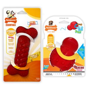 nylabone strong chew cone stuffable chew toy bundle for dogs vanilla & bacon medium/wolf (2 count)