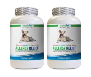 cat skin conditioner - pet allergy relief - for dogs and cats - stop itching and hot spots - healthy immune support - cat coat supplement - 2 bottles (150 tablets)