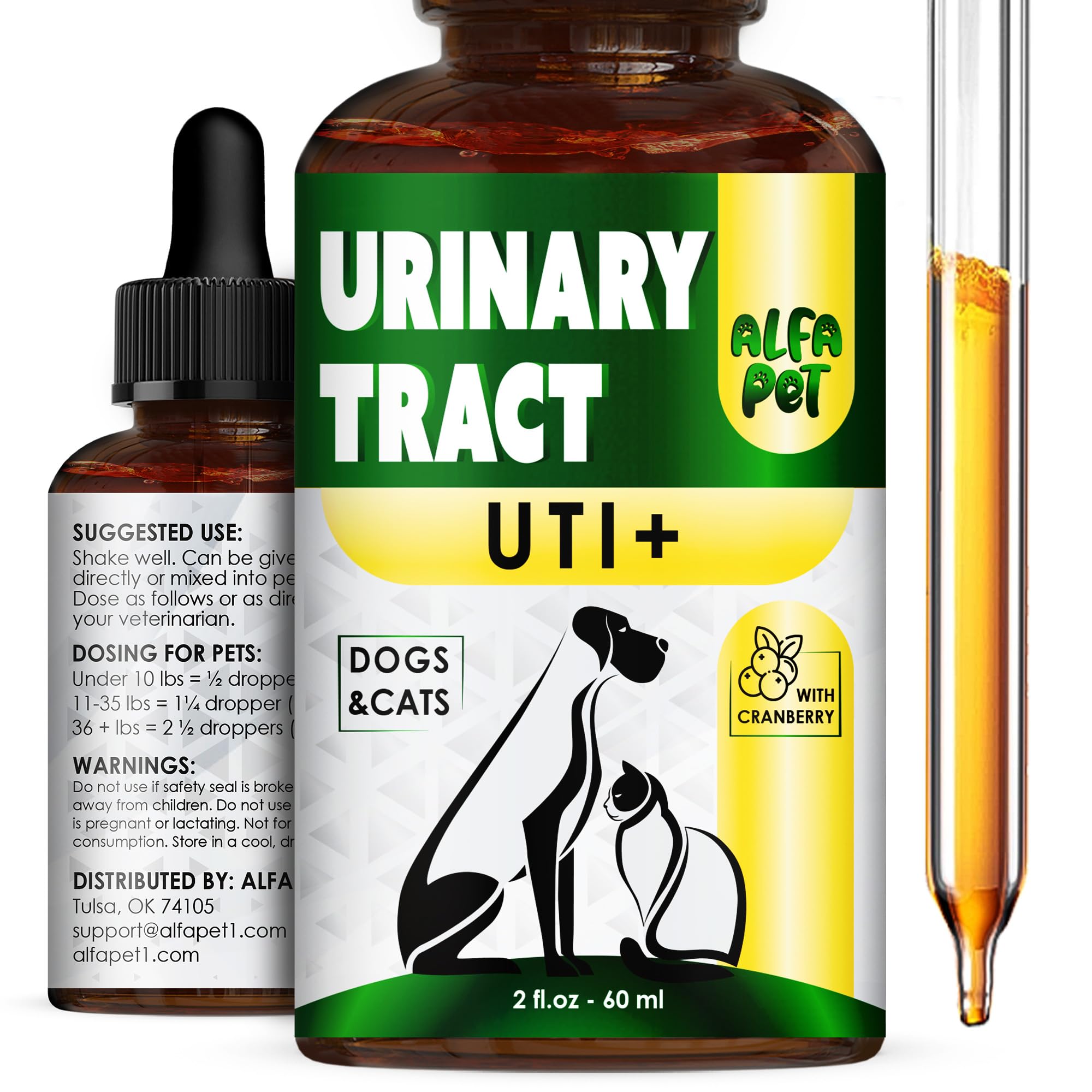 Cat Urinary Tract Infection Treatment • Dog UTI Treatment • Dog & Cat Urinary Supplement • Care for Bladder & Kidney • Herbal Composition • 2 Oz