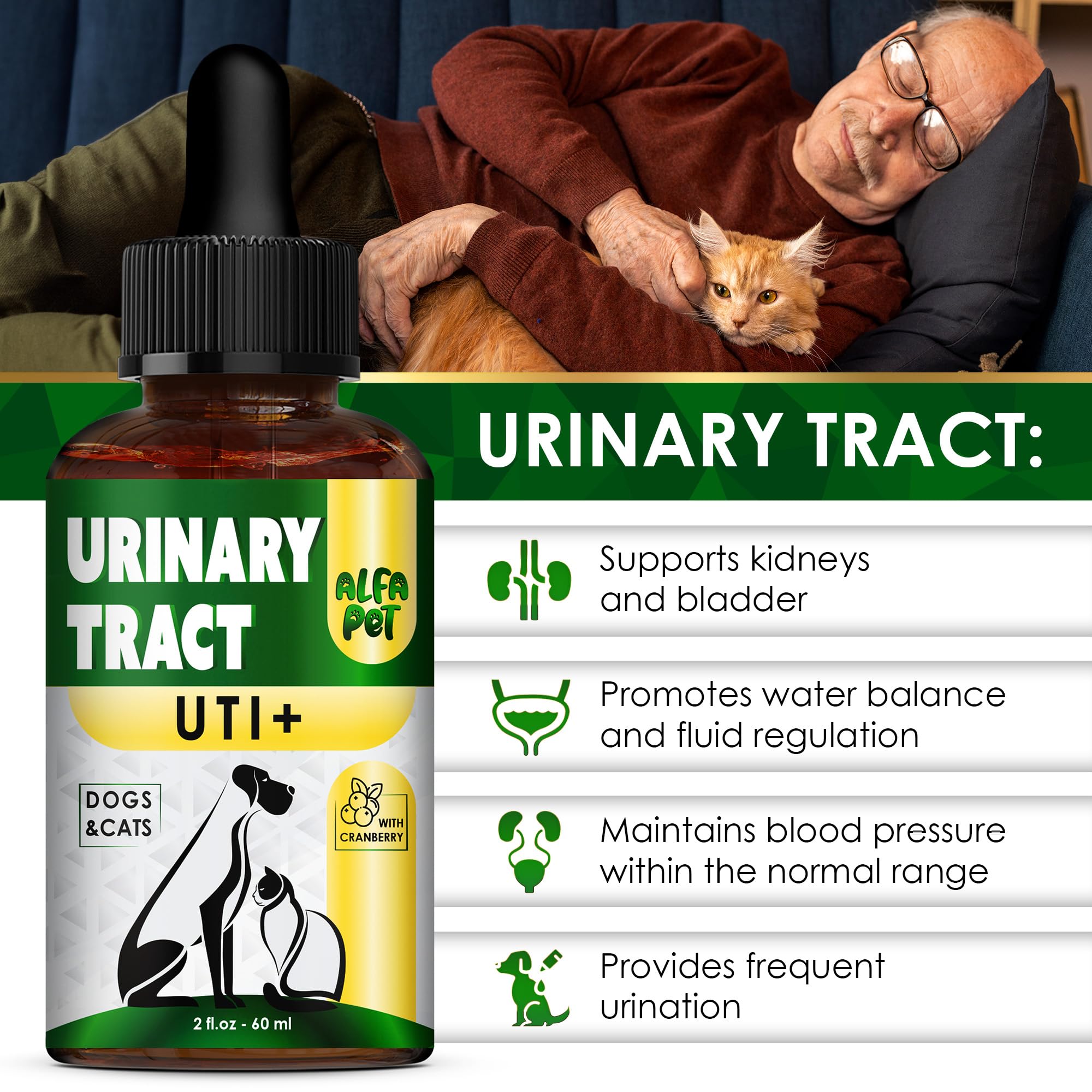 Cat Urinary Tract Infection Treatment • Dog UTI Treatment • Dog & Cat Urinary Supplement • Care for Bladder & Kidney • Herbal Composition • 2 Oz