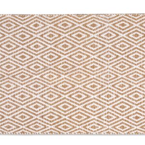 THE BEER VALLEY Cotton Diamond Rug 21x34 Inches - Linen, Reversible Machine Washable Accent Rugs for Bedroom, Kitchen, Entryway, Bathroom