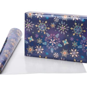 Papyrus Wrapping Paper Rolls for Christmas, Hanukkah, and All Holidays, Snowflakes Print and Metallic Silver (3 Rolls, 62.5 sq. ft.)