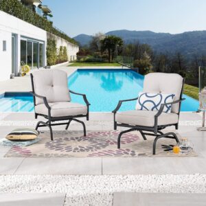 lokatse home outdoor patio iron steel bistro club furniture conversation sets modern dining chair with cushion-beige