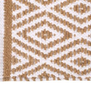 THE BEER VALLEY Cotton Diamond Rug 21x34 Inches - Linen, Reversible Machine Washable Accent Rugs for Bedroom, Kitchen, Entryway, Bathroom