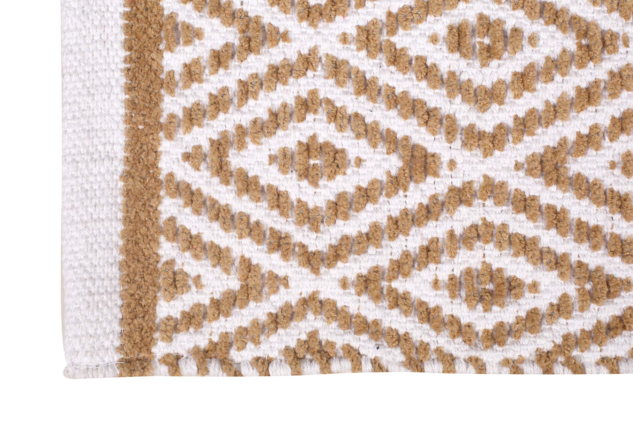 THE BEER VALLEY Cotton Diamond Rug 21x34 Inches - Linen, Reversible Machine Washable Accent Rugs for Bedroom, Kitchen, Entryway, Bathroom