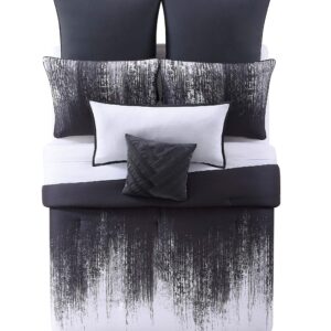 Vince Camuto Home Lyon King 3 Piece Grey/White Duvet Set