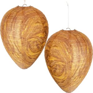 wasp nest decoy - 2 pack - hanging fake wasp nest