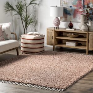 nuloom neva modern tasseled shag area rug, 7x9, pink