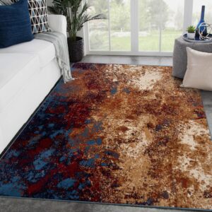 luxe weavers modern splatter abstract area rug, blue 8x10