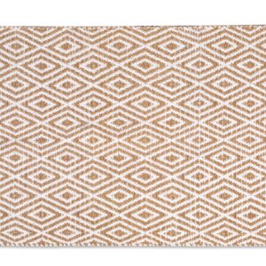 THE BEER VALLEY Cotton Diamond Rug 21x34 Inches - Linen, Reversible Machine Washable Accent Rugs for Bedroom, Kitchen, Entryway, Bathroom