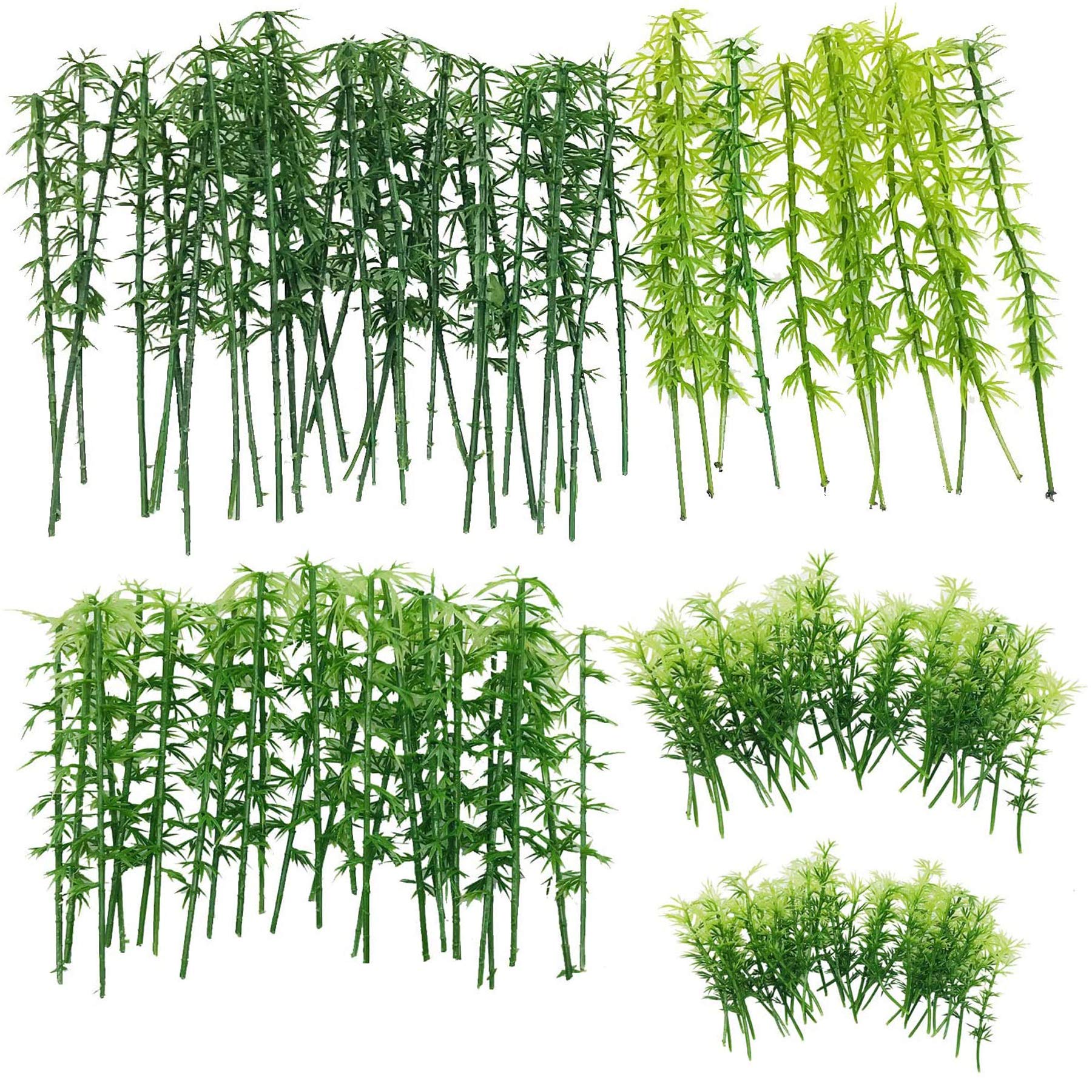 120 PCS Model Bamboo Trees, Woohome 5 Size Green Plastic Bamboo Trees for Home Decoration, Miniature Landscape, Landform Diorama Project (2.4 inch – 5.9inch)