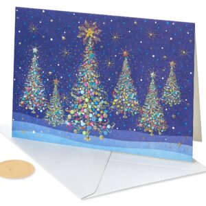 Papyrus Boxed Christmas Cards with Envelopes, Designed by House of Turnowsky, Special Wishes, Christmas Trees (14-Count)