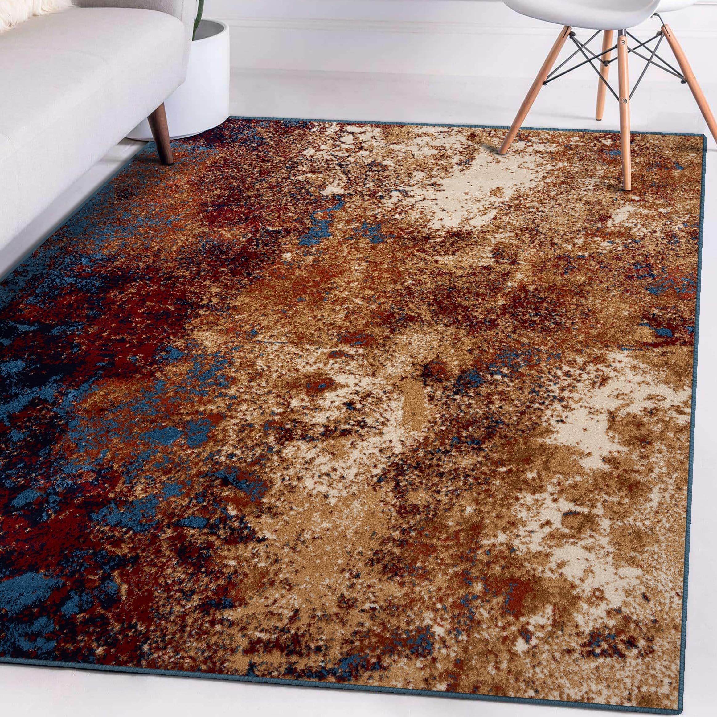 LUXE WEAVERS Modern Splatter Abstract Area Rug, Blue 8x10