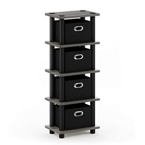 furinno turn-n-tube laci 4-bins system rack, french oak grey/black