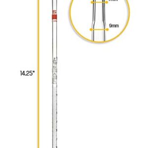 EISCO Serological Pipette, 5ml - Class A, Tolerance ±0.030ml - White Graduations - Color Code, Red - Calibrated for Delivery to Jet - Borosilicate Glass